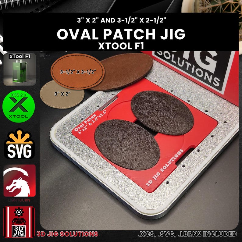 Xtool F1 Laser Jig | Oval Leather Hat Patches | Laser Engraving Jig for Laserable Leatherette ...