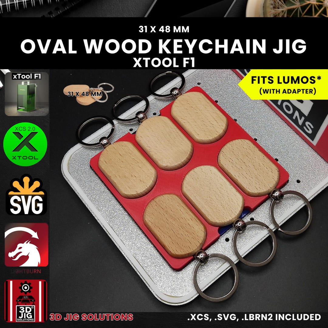 Xtool F1 Oval Keychain Laser Engraving Jig: Bamboo Rounded Rectangle ...