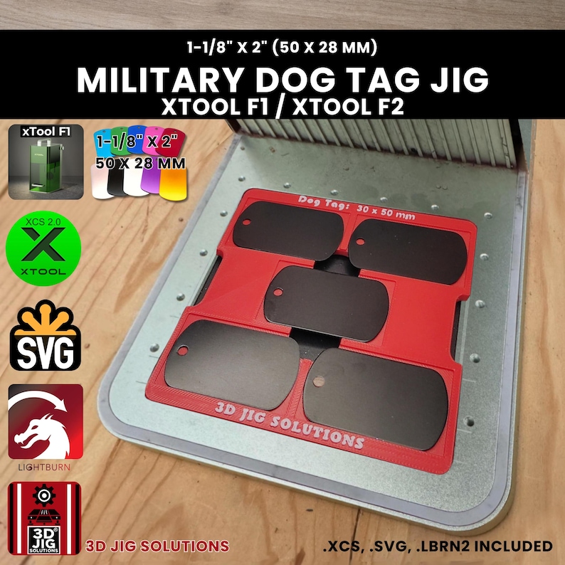 Xtool F1 & F2 Military Dog Tag Laser Engraving Jig | 30x50mm - Etsy