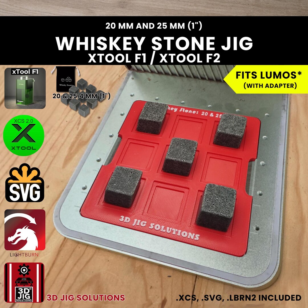 Xtool F1 & F2 Whiskey Stone or Ice Cube Laser Engraving Jig: Fits 2 ...