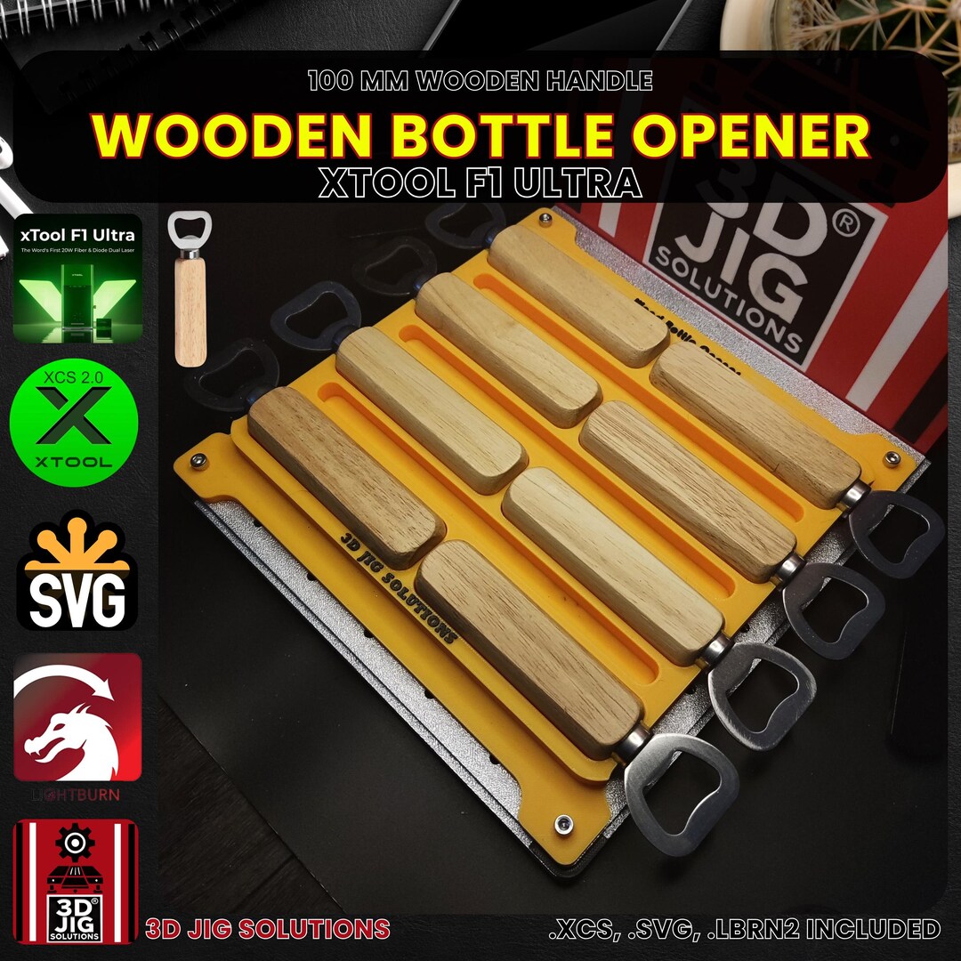 Xtool F1 Ultra Wooden Bottle Opener Jig Laser Engraving Fixture for Bottle Openers 100mm Wooden ...