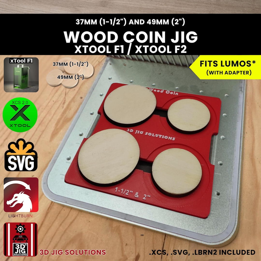 Xtool F1 & F2 Wood Coin Laser Engraving Jig: Fits 2 Sizes - Etsy