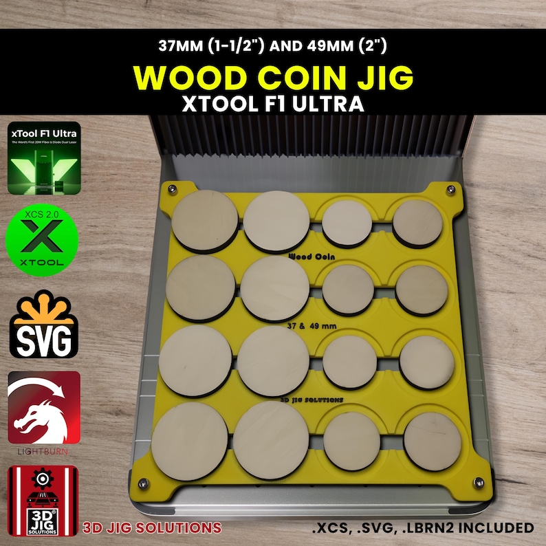 Xtool F1 Ultra Laser Jig | Wooden Challenge Coins Laser Engraving Jig ...