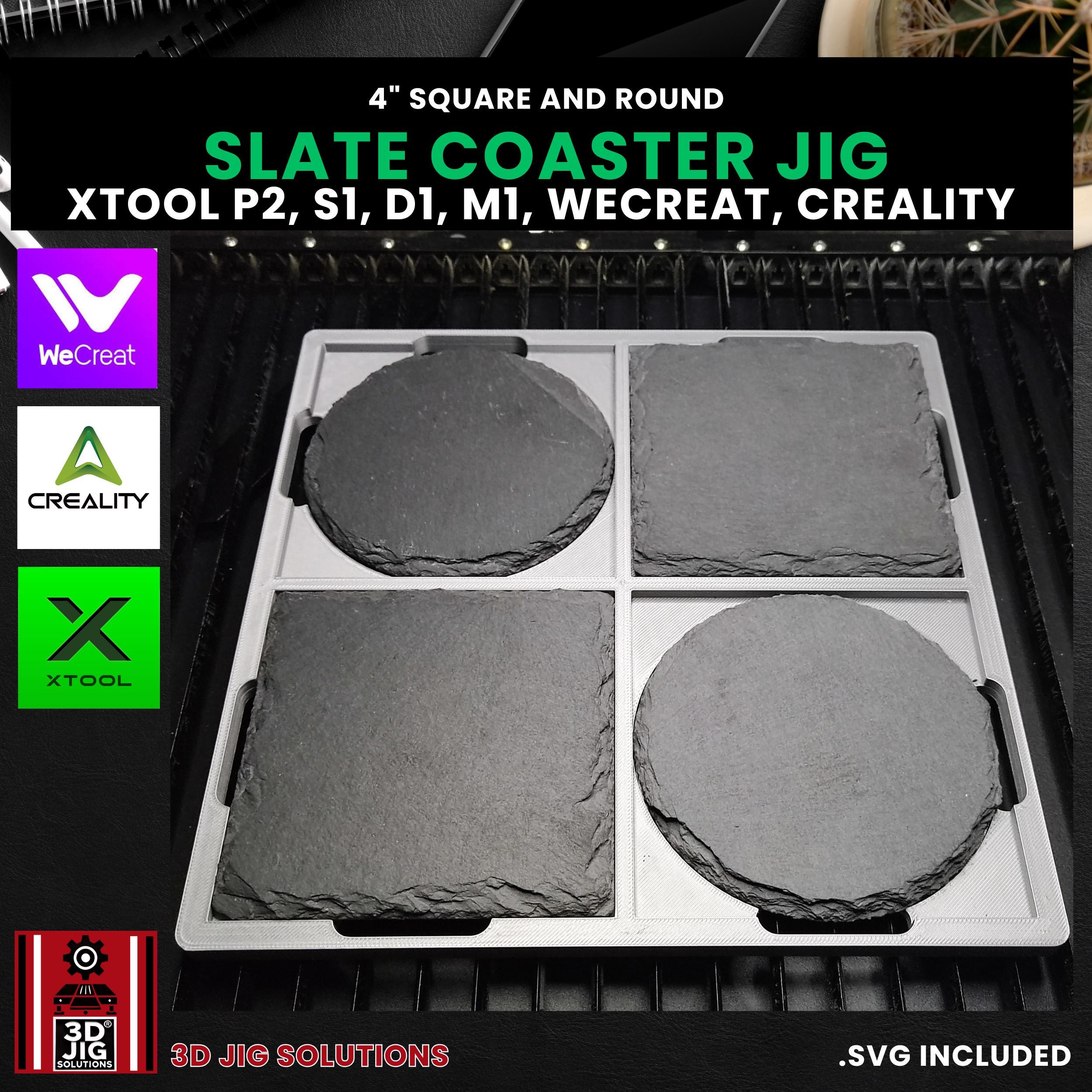 Slate Coaster Laser Engraving Jig: 4" Round & Square, Diode and CO2 ...