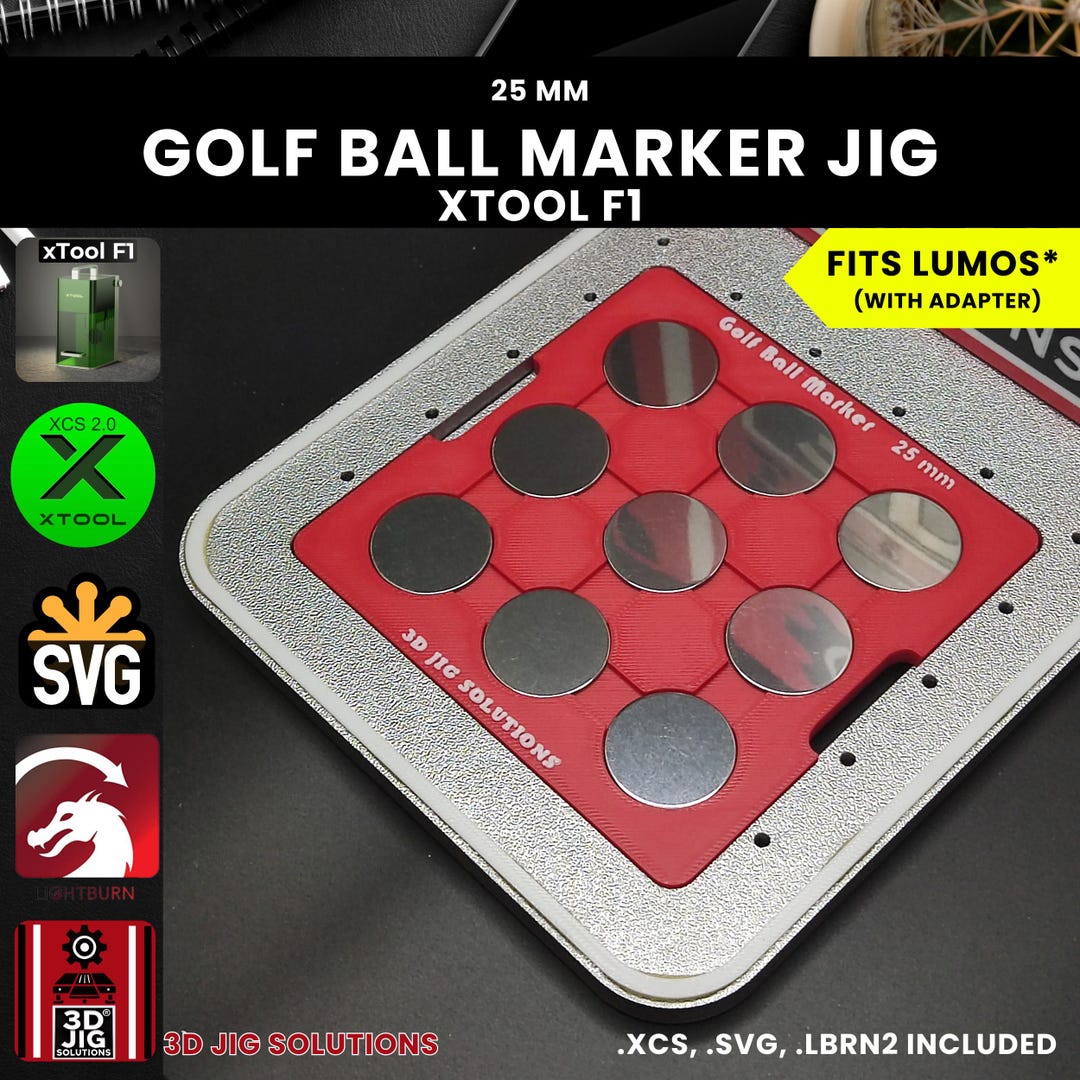 Xtool F1 Golf Ball Marker Jig: 25mm Tags Alignment Tool, XCS File - Etsy
