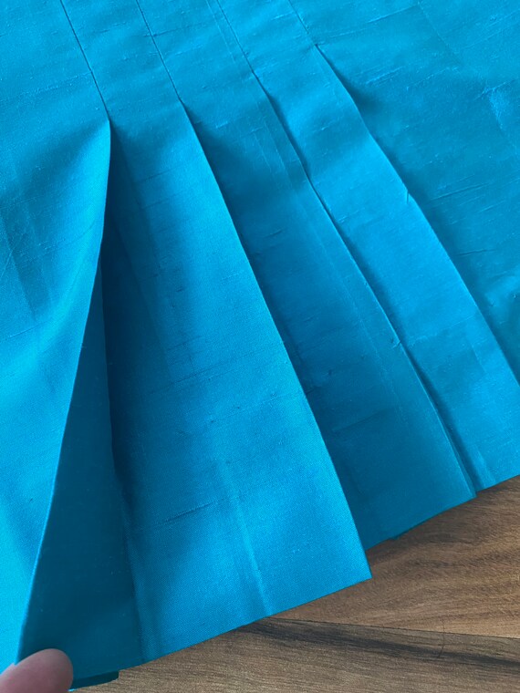 Vintage Early 60's Teal Green/Blue Sharkskin Dress - … - Gem