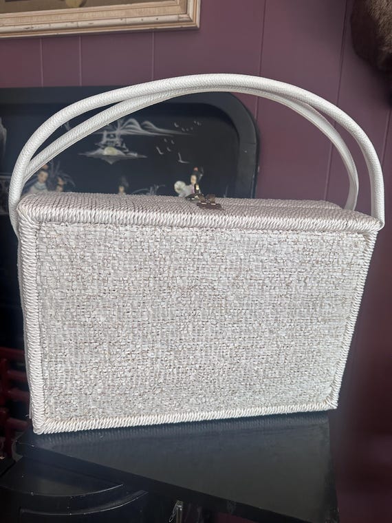 1950s Coated Wicker & Raffia Suitcase-Style Bag | Mad… - Gem
