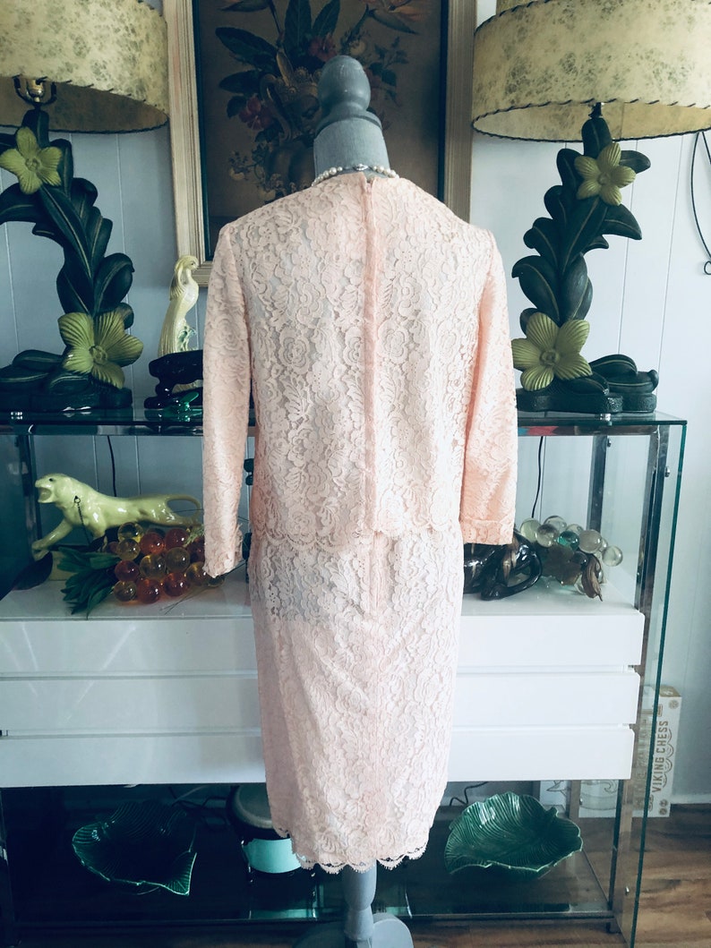 Gorgeous 1960's Pink Netted Lace Two Piece Set Top and | Etsy