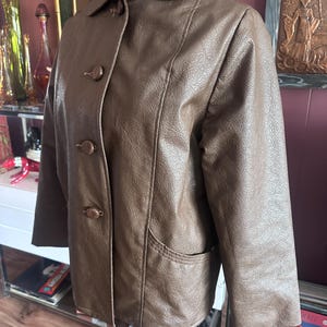 Vintage 70's Naugahyde - Faux Leather Jacket With Peter Pan Collar ...