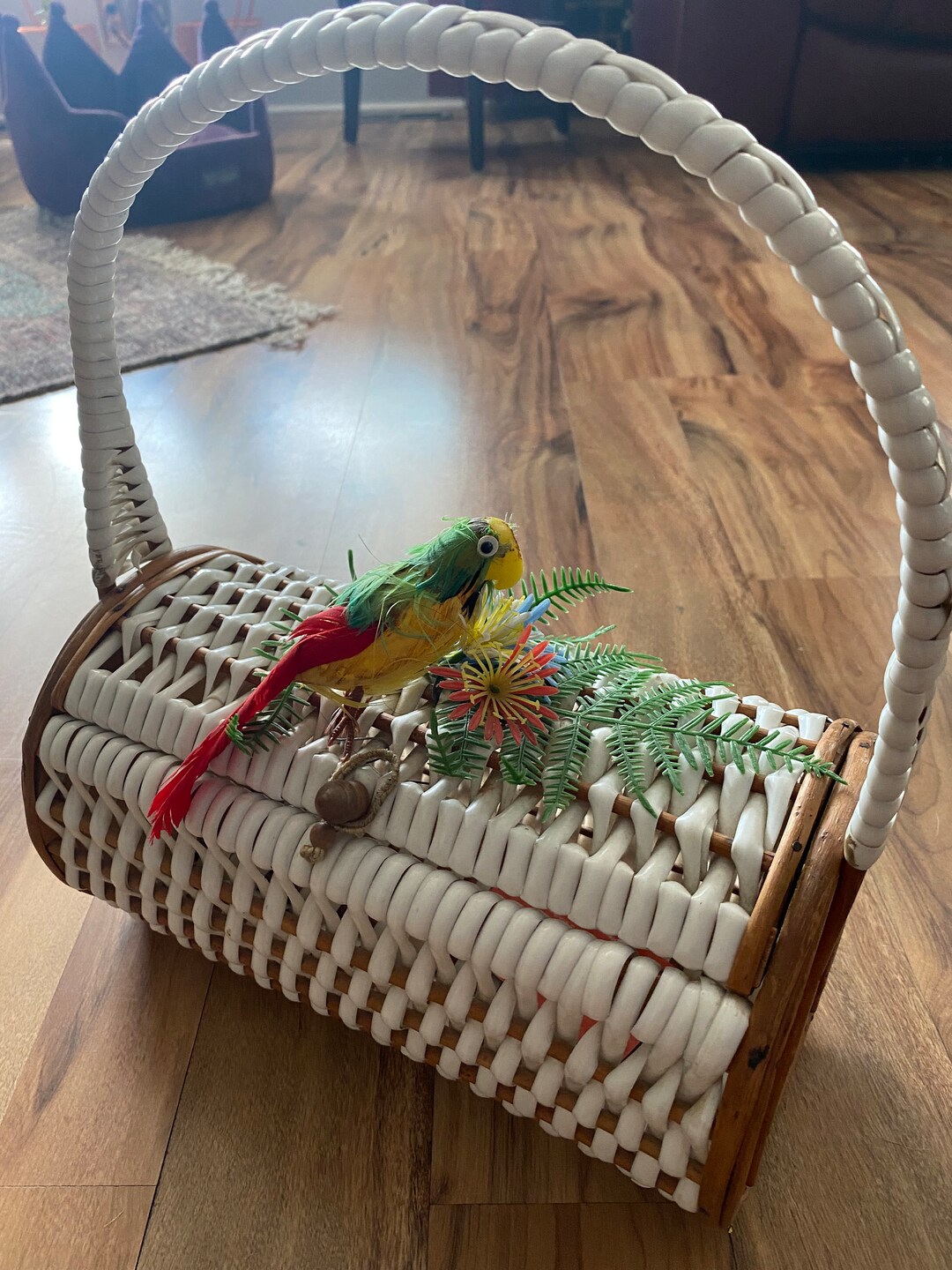 Vintage 1950's Coated Rattan Purse - Barrel Shaped - Etsy