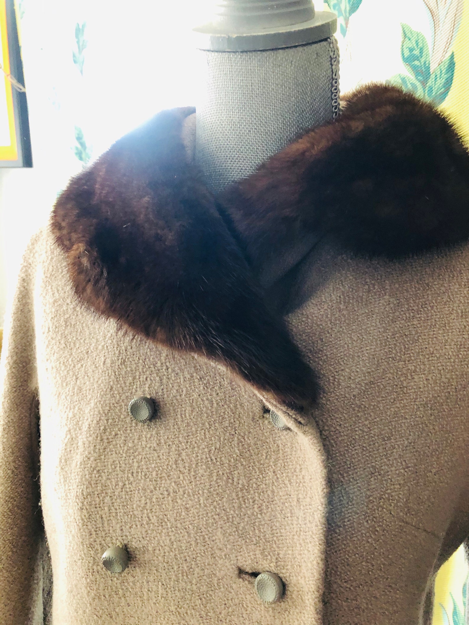 Vintage Nubby Wool Double Breasted Jacket With Mink Trim - Etsy