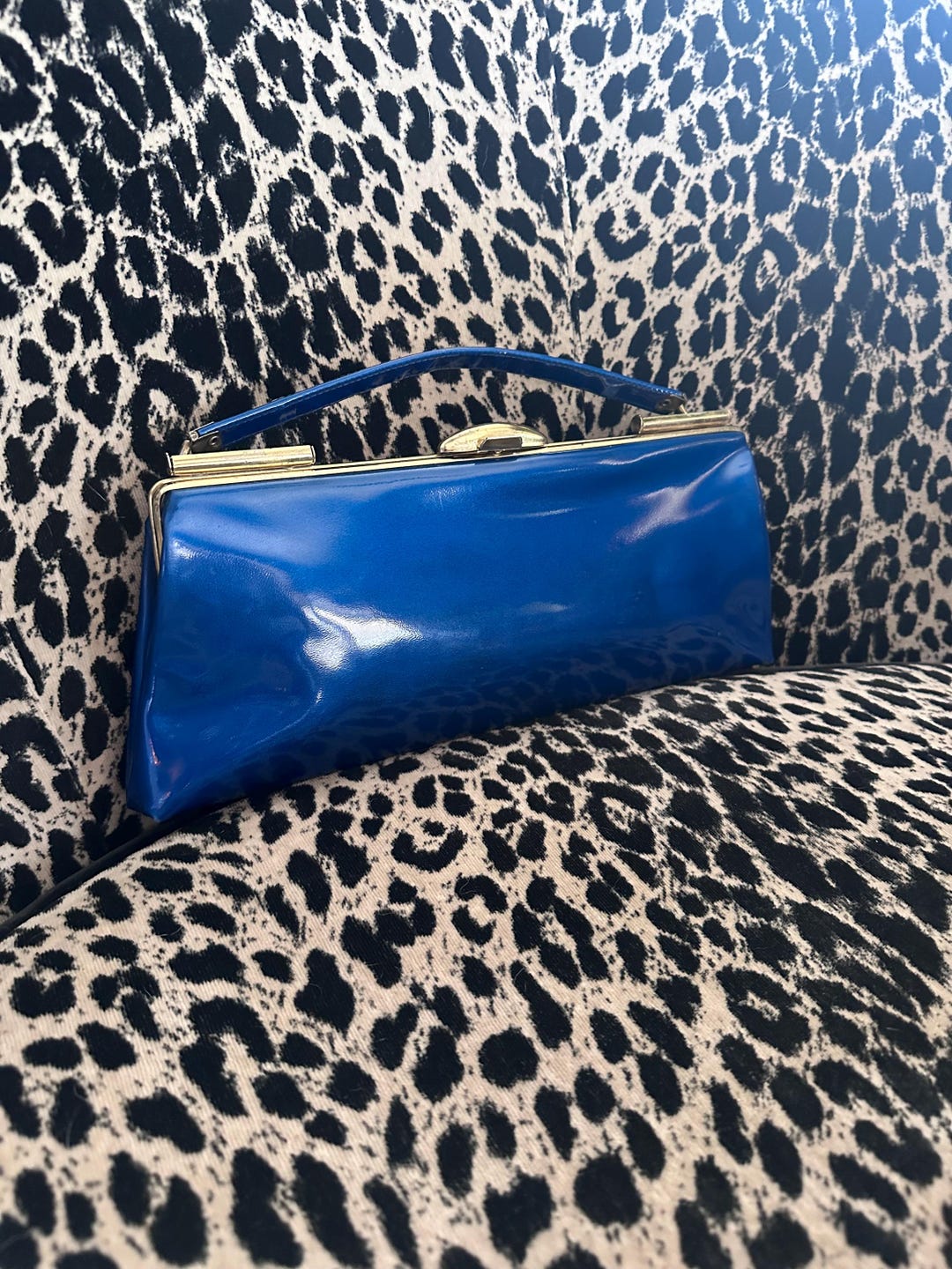 Vintage 1950's 1960's Blue Metallic Patent Purse - Etsy