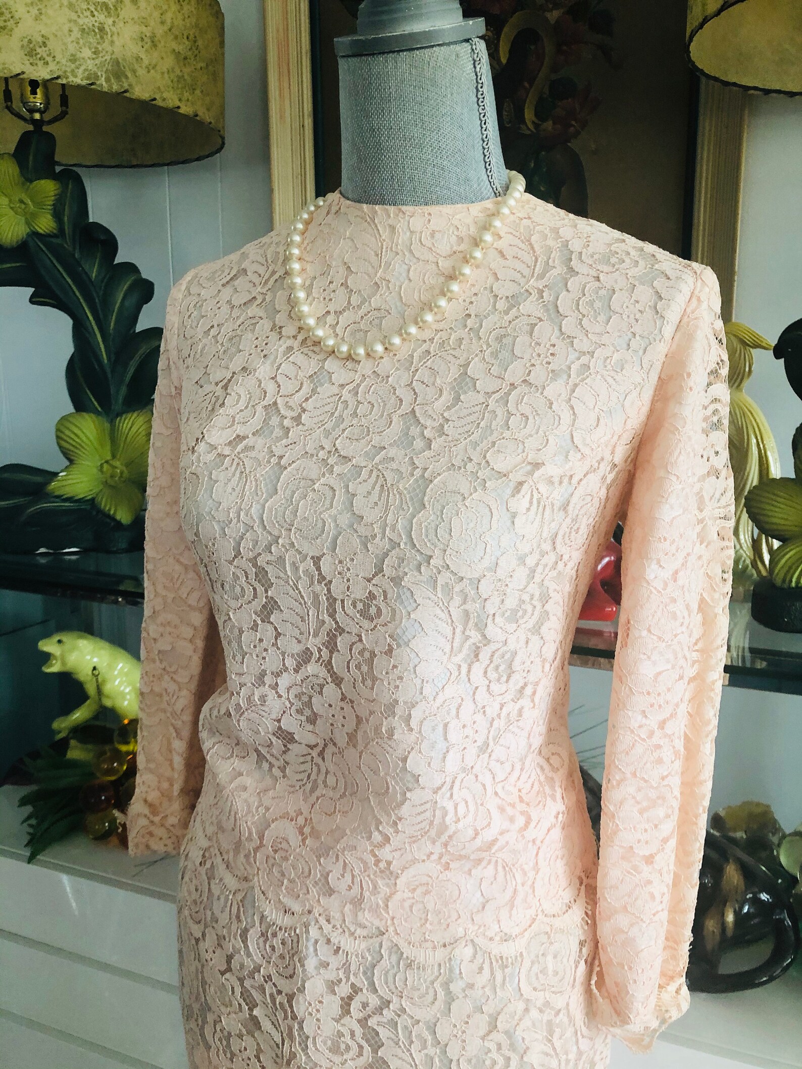 Gorgeous 1960's Pink Netted Lace Two Piece Set Top and - Etsy