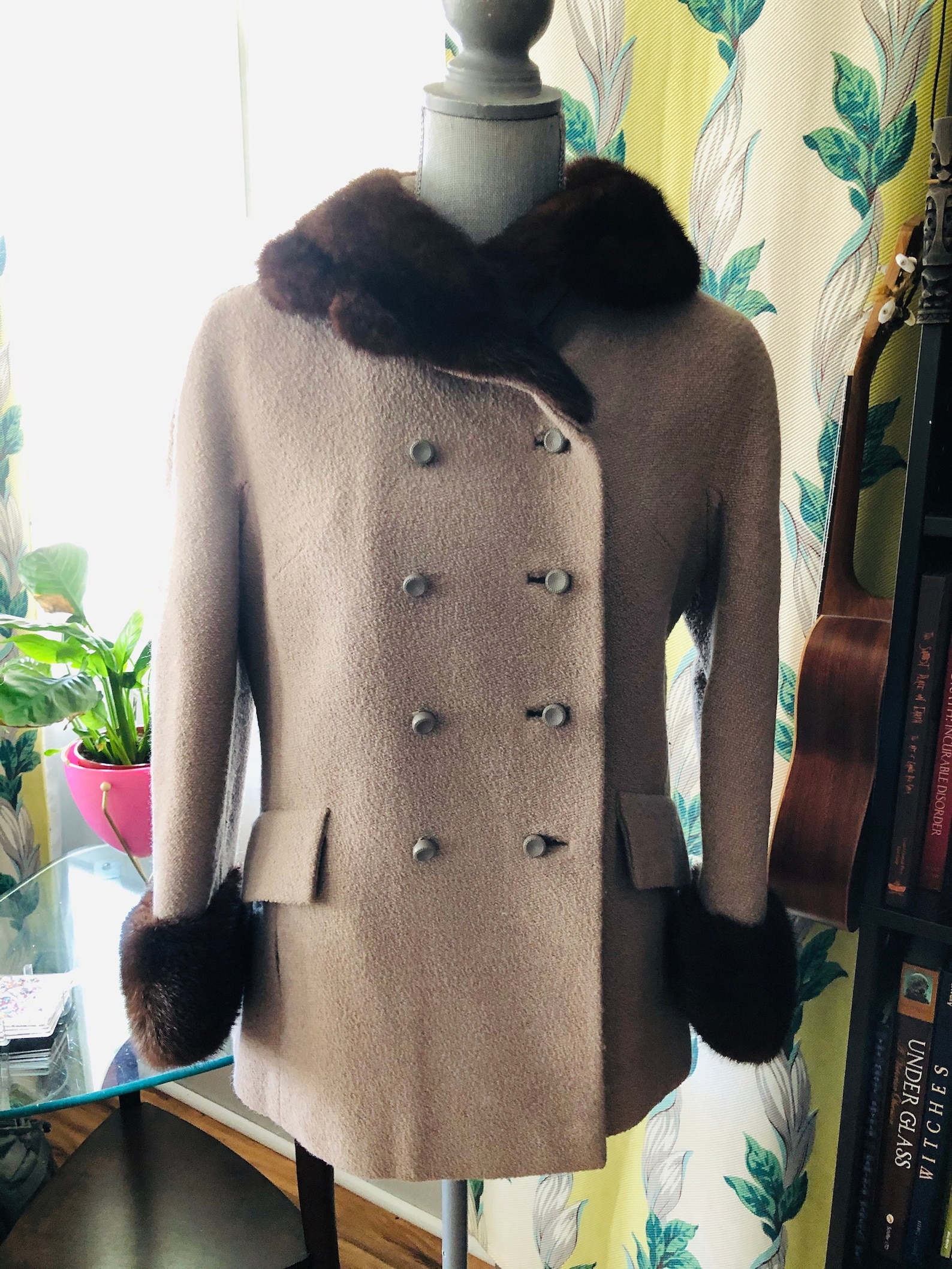 Vintage Nubby Wool Double Breasted Jacket With Mink Trim - Etsy
