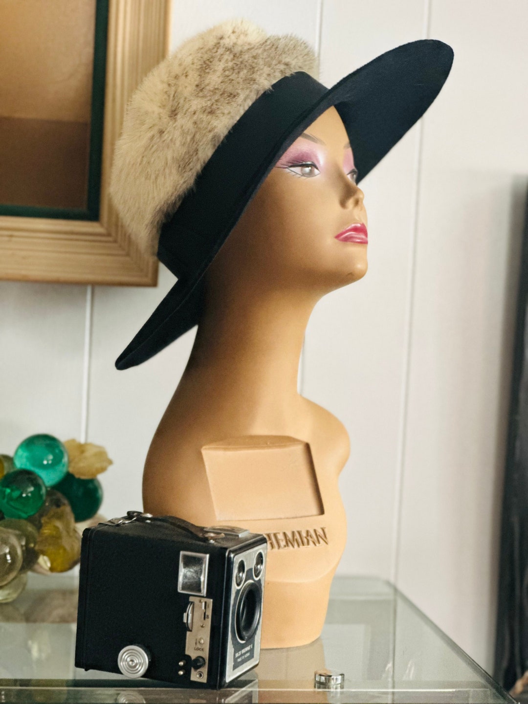 Vintage 50's-60's Frank Clive for Bonwit Teller Black Beaver Felt Hat ...