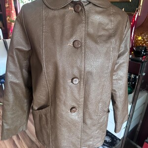 Vintage 70's Naugahyde - Faux Leather Jacket With Peter Pan Collar ...
