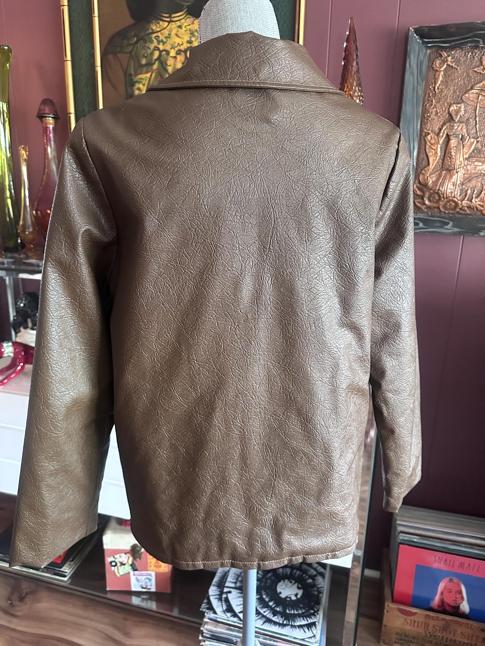 Vintage 70's Naugahyde Faux Leather Jacket With Peter Pan Collar Size M ...