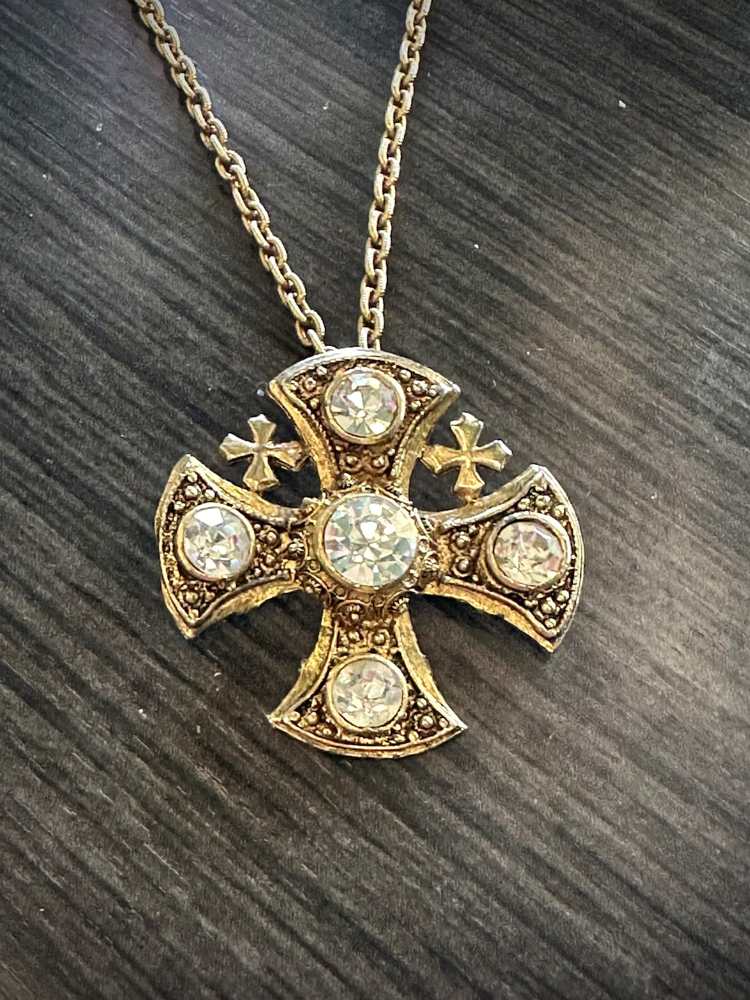 Vintage 1980's R.J. Graziano Designer Maltese Cross Necklace on Long 34 ...