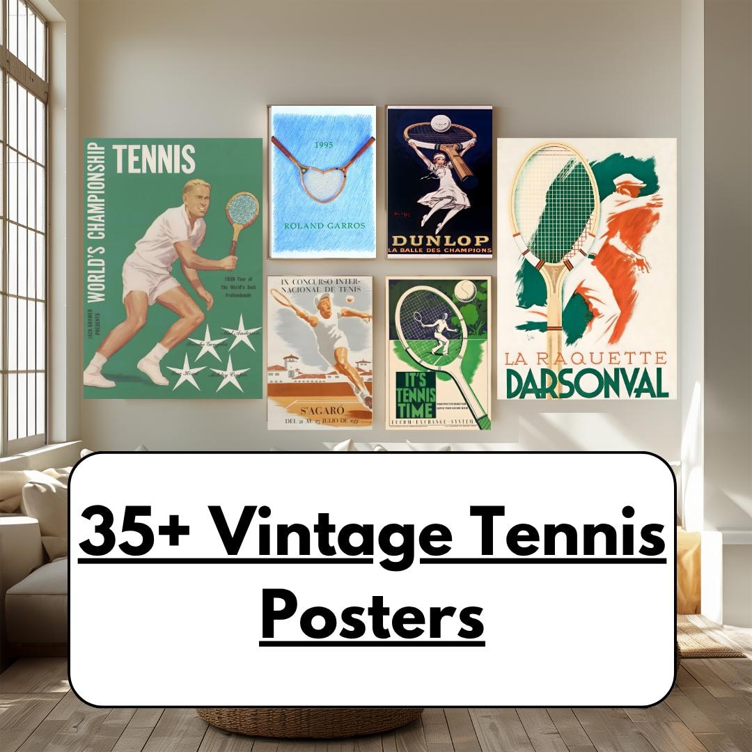 35+ Vintage Tennis Posters – High-res 300 DPI Digital Collection ...