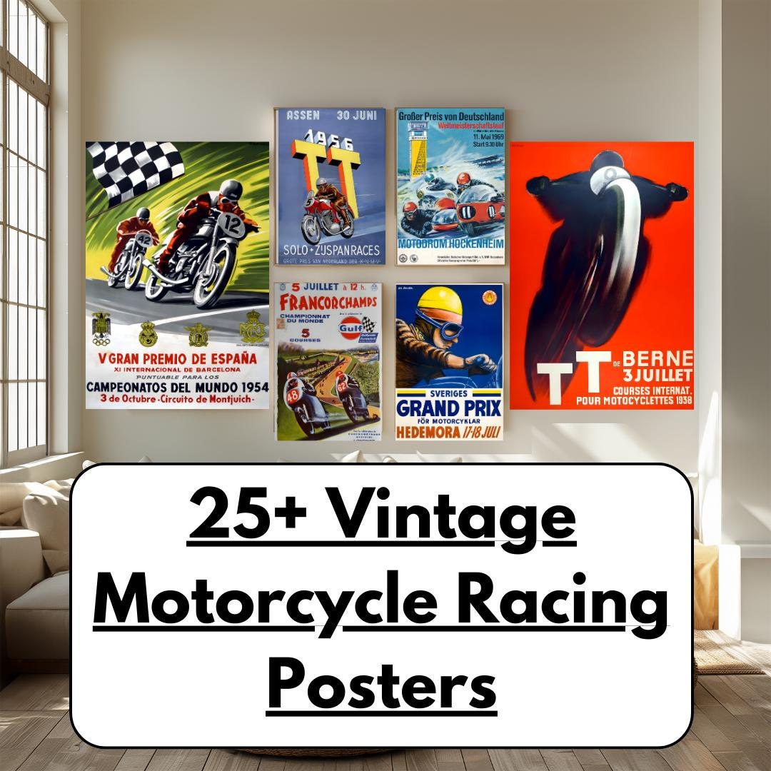 25+ Vintage Motorcycle Racing Posters – High-resolution Digital ...