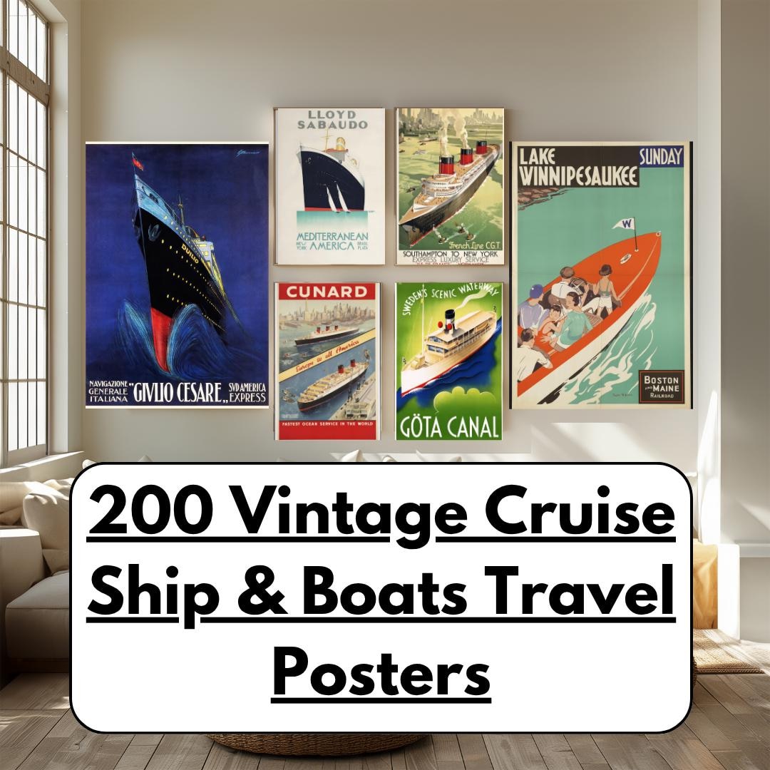 Vintage Cruise Ship Travel Poster Set: 200+ Retro Nautical Prints ...