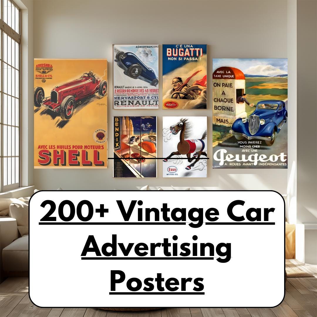 200+ Vintage Car Advertising Posters Bundle | Retro Automotive Ads ...