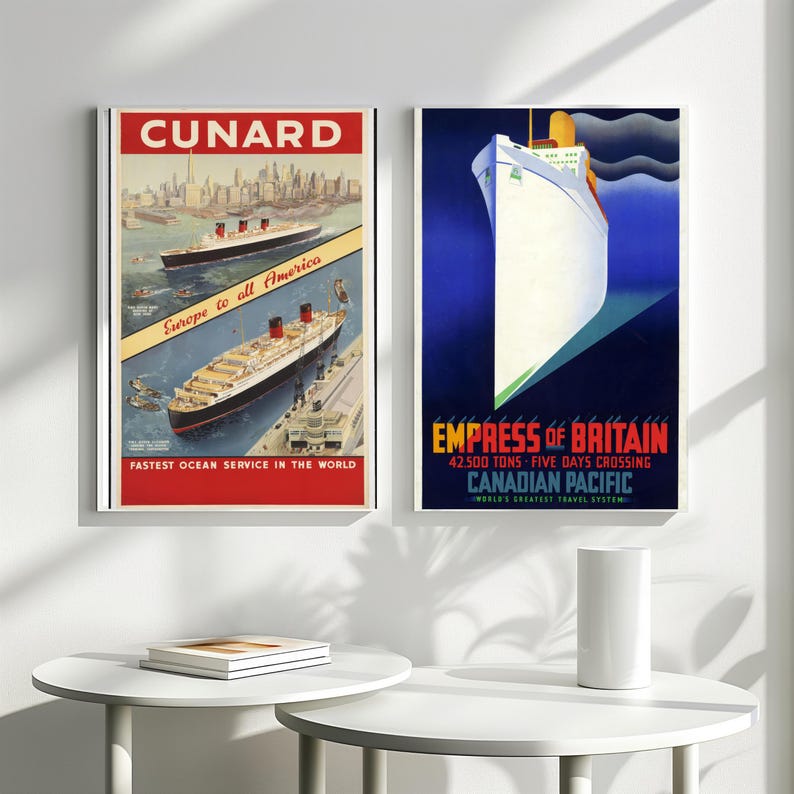 Vintage Cruise Ship Travel Poster Set: 200+ Retro Nautical Prints ...