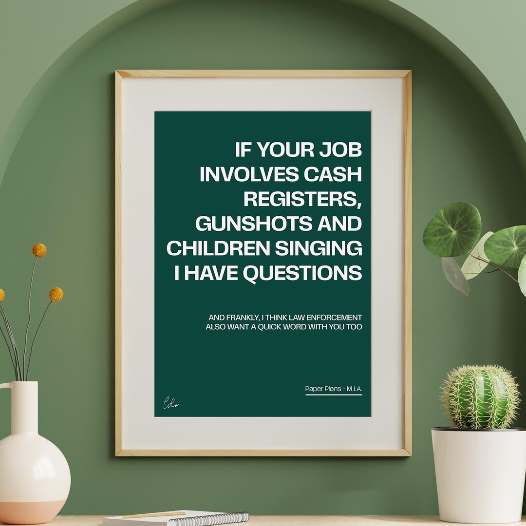 Paper Planes - M.I.A. | Musical Humour Poster | Print at Home - Etsy