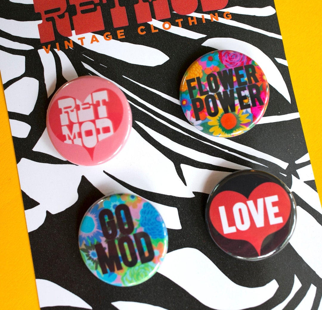 RETMOD SPECIAL EDITION, Groovy 60s 70s Themed, Retro Inspired Buttons ...