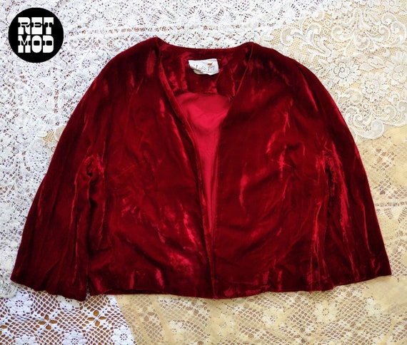 Sexy Slinky Vintage 70s Dark Red Crushed Velvet Cropp… - Gem