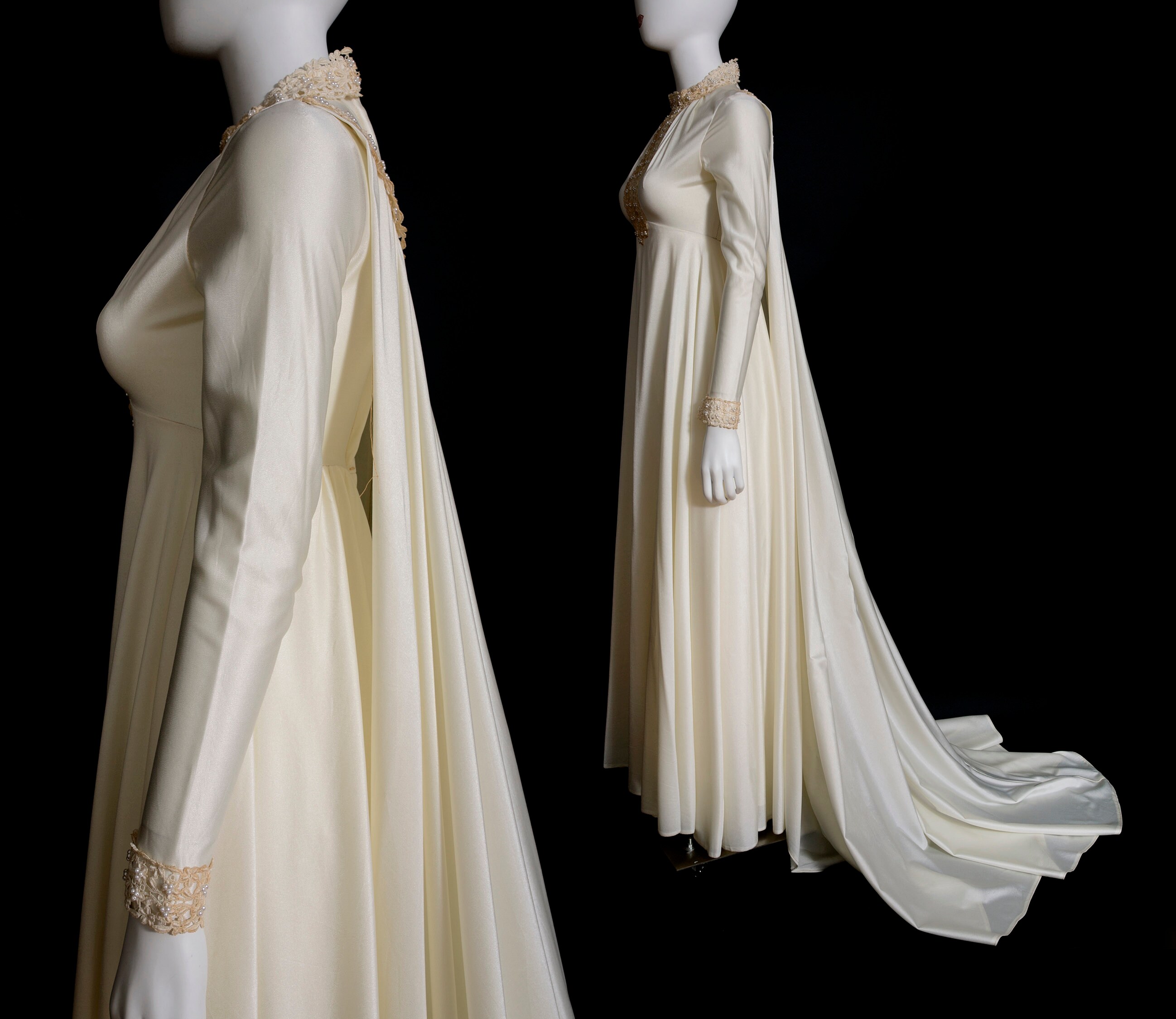 Slinky Vintage 70s Off-white Boho Babe Wedding Gown With Train | Etsy