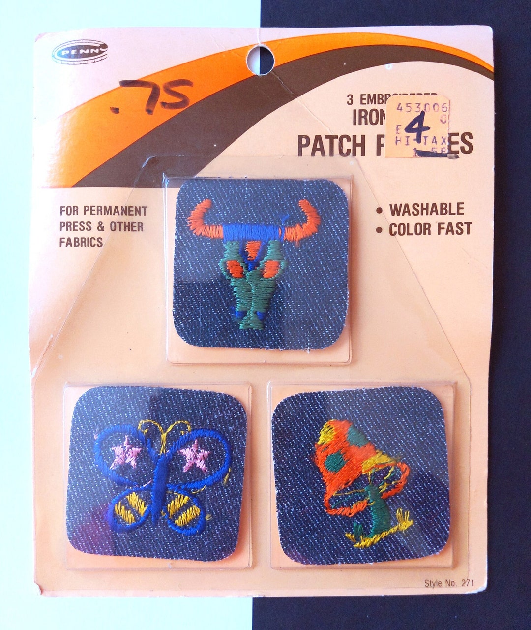 Cute Vintage 70s 80s Jean Iron-on Transfer Patches With Mushroom ...