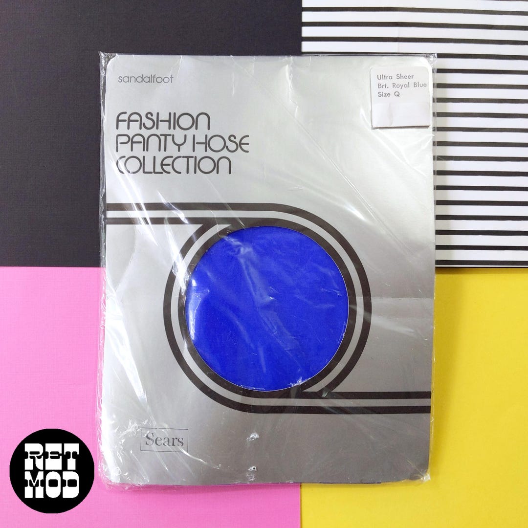 BRIGHT ROYAL BLUE - Deadstock Vintage 70s Ultra Sheer Nylon Pantyhose ...