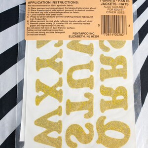 Iconic Vintage 70s Gold Glitter Cooper Style Font Iron-on Lettering ...