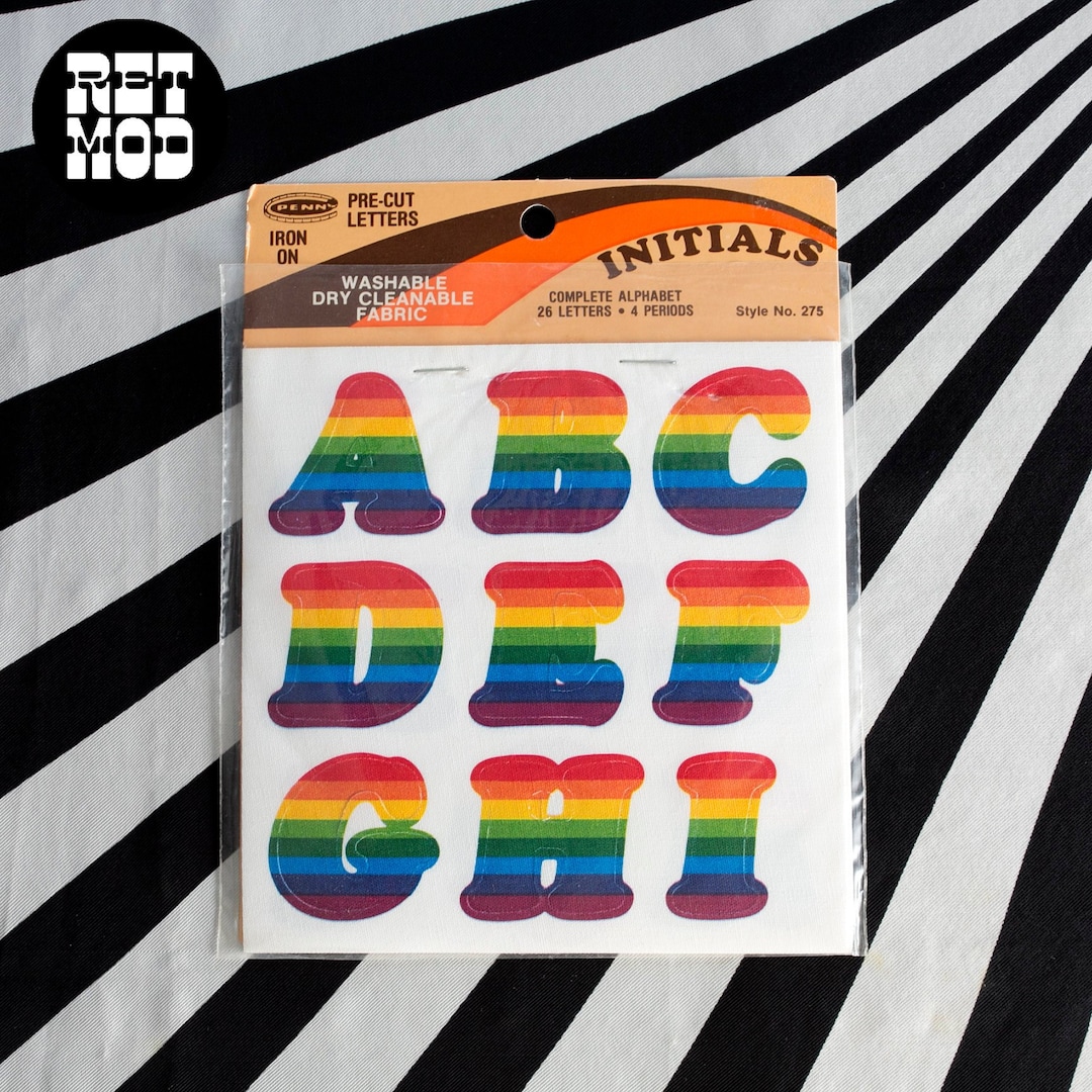Iconic Vintage 70s Rainbow Cooper Style Font Iron-on Lettering Transfer ...