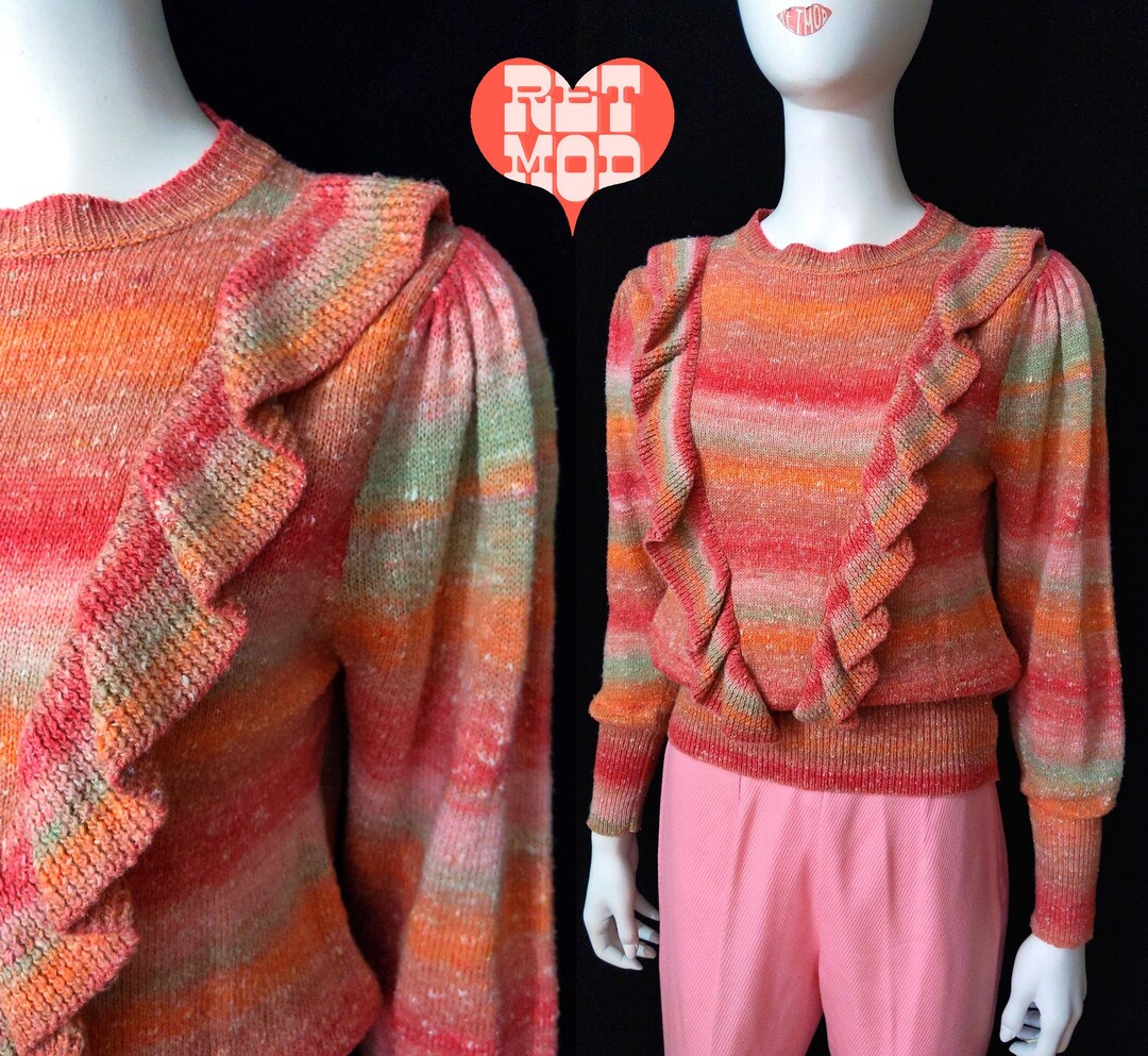 Unique Vintage 70s Pink Orange Gradient Stripe Boho Sweater by Joyce ...