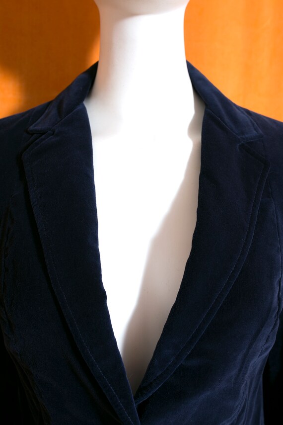 Fabulous Vintage 70s Dark Dusty Blue Velvet Blazer wi… - Gem