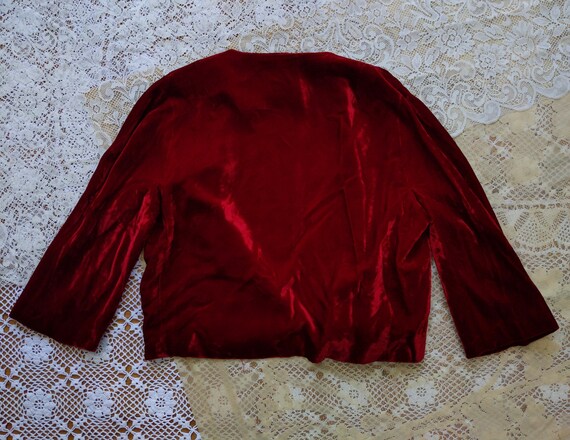 Sexy Slinky Vintage 70s Dark Red Crushed Velvet Cropp… - Gem
