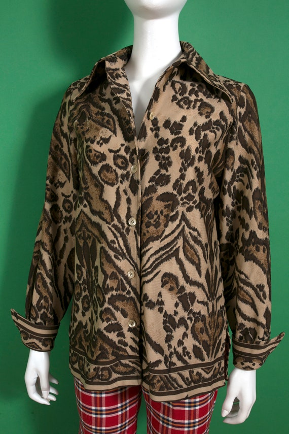 Killer Vintage 60s 70s Tiger Animal Print Border Prin… - Gem