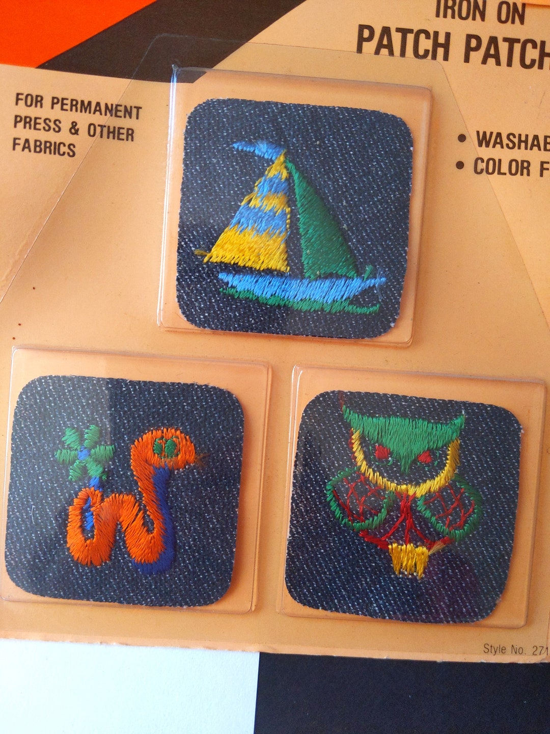 Cute Vintage 70s 80s Jean Iron-on Transfer Patches With Owl, Sailboat ...