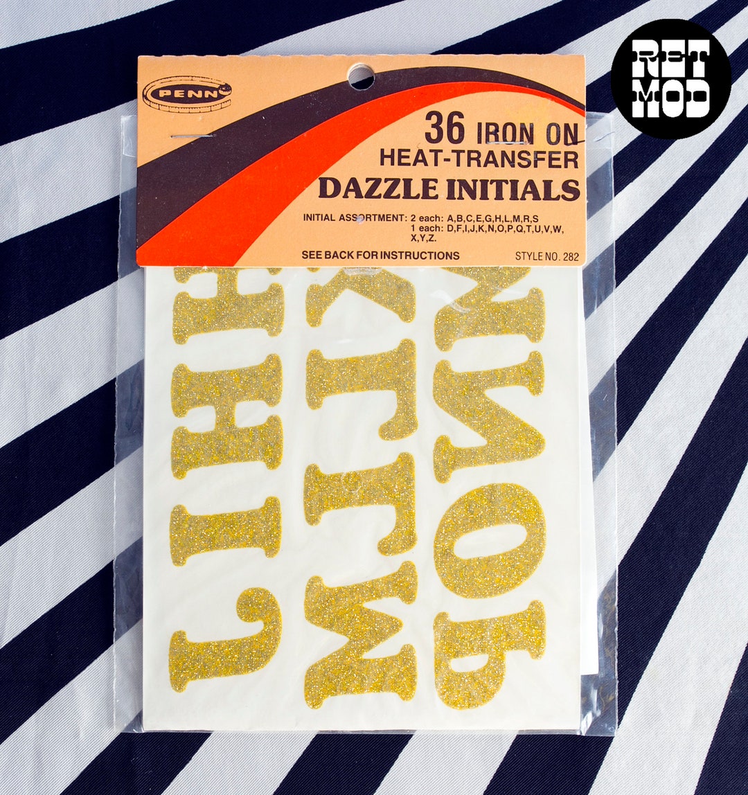 Iconic Vintage 70s Gold Glitter Cooper Style Font Iron-on Lettering ...