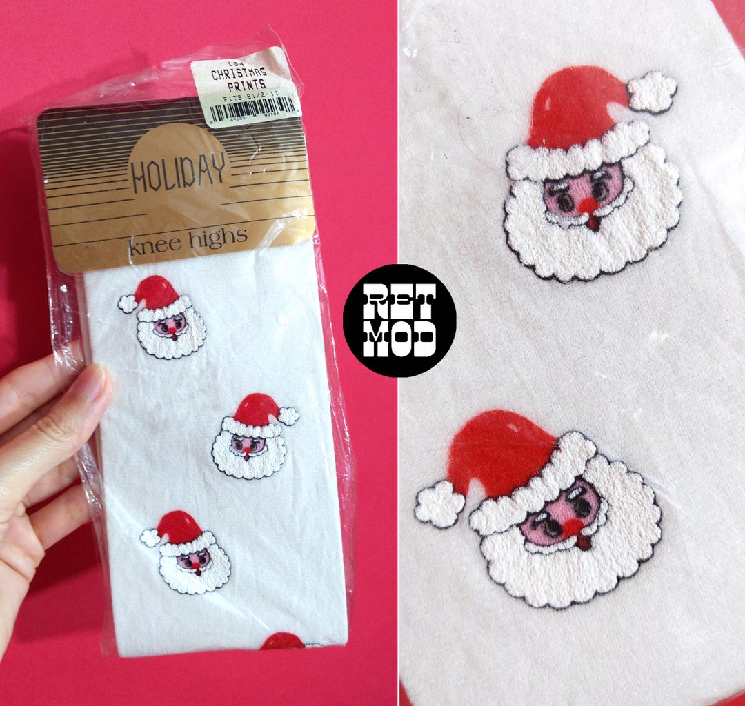 DEADSTOCK Vintage 80s 90s Santa Faces Knee Highs - Etsy