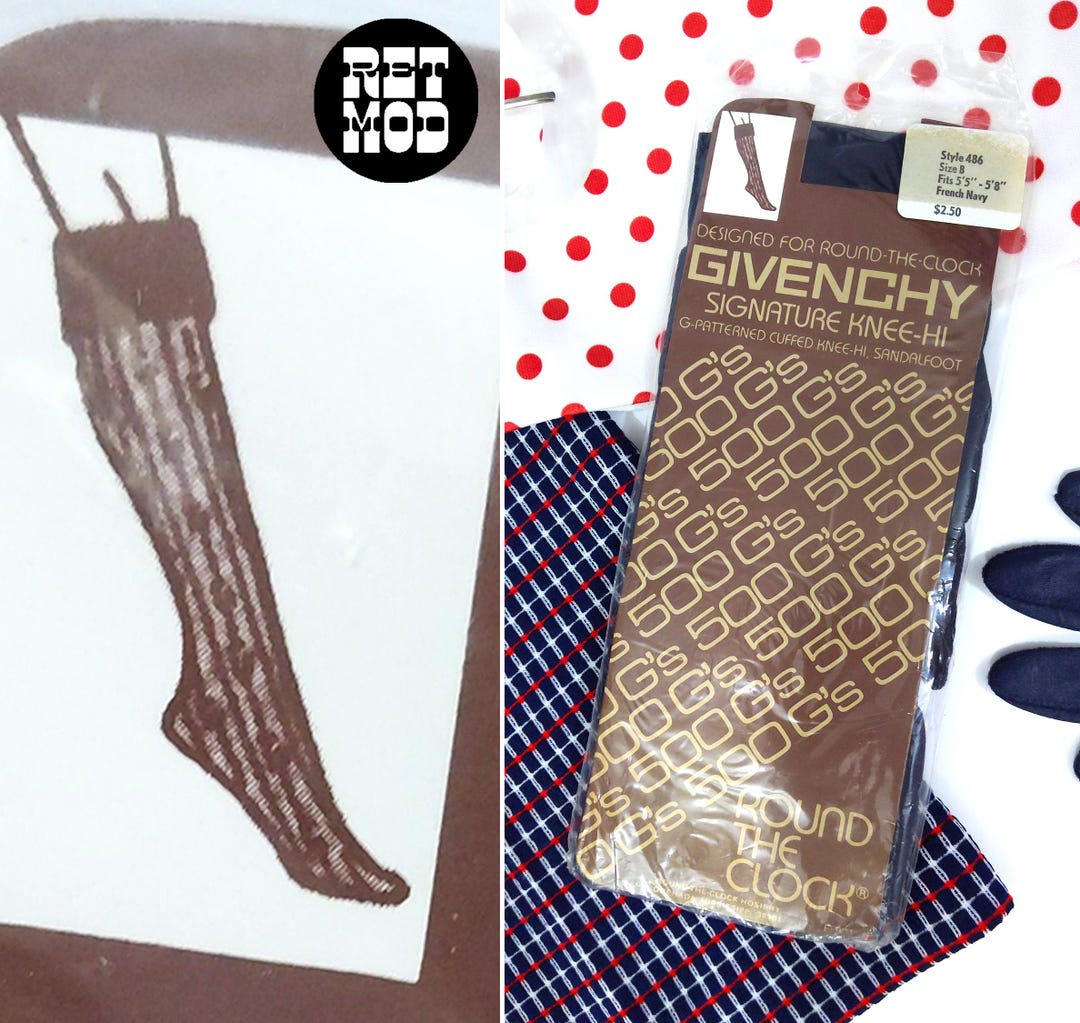 Givenchy DEADSTOCK Vintage 70s 80s Navy Blue Knee-highs With G Logo ...