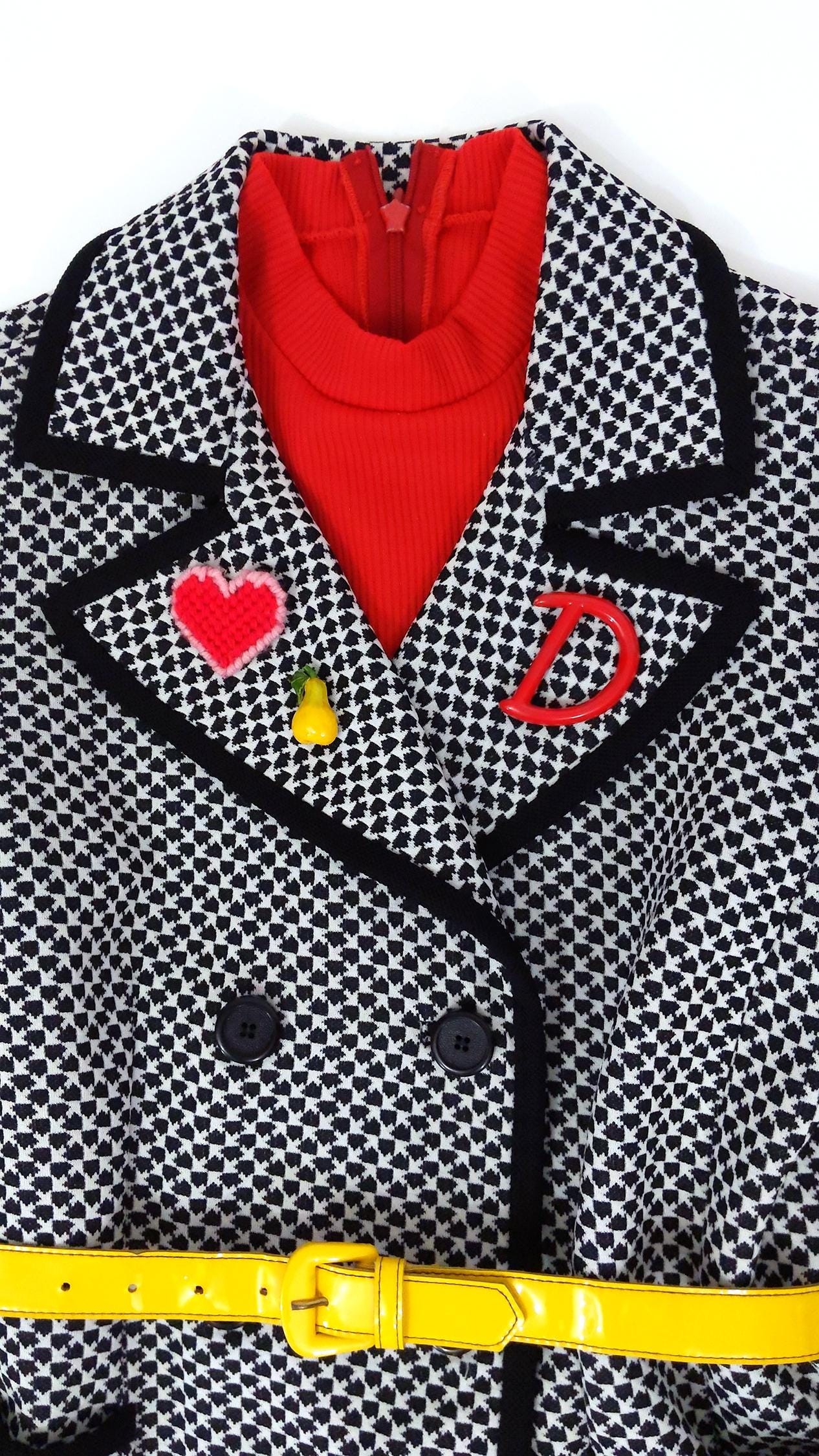 Cute Vintage 70s Red Pink Cross-stitch Heart Statement Brooch - Etsy