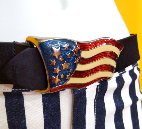 Iconic Hippie Americana Pop Art Fashion Flag Buckle B… - Gem