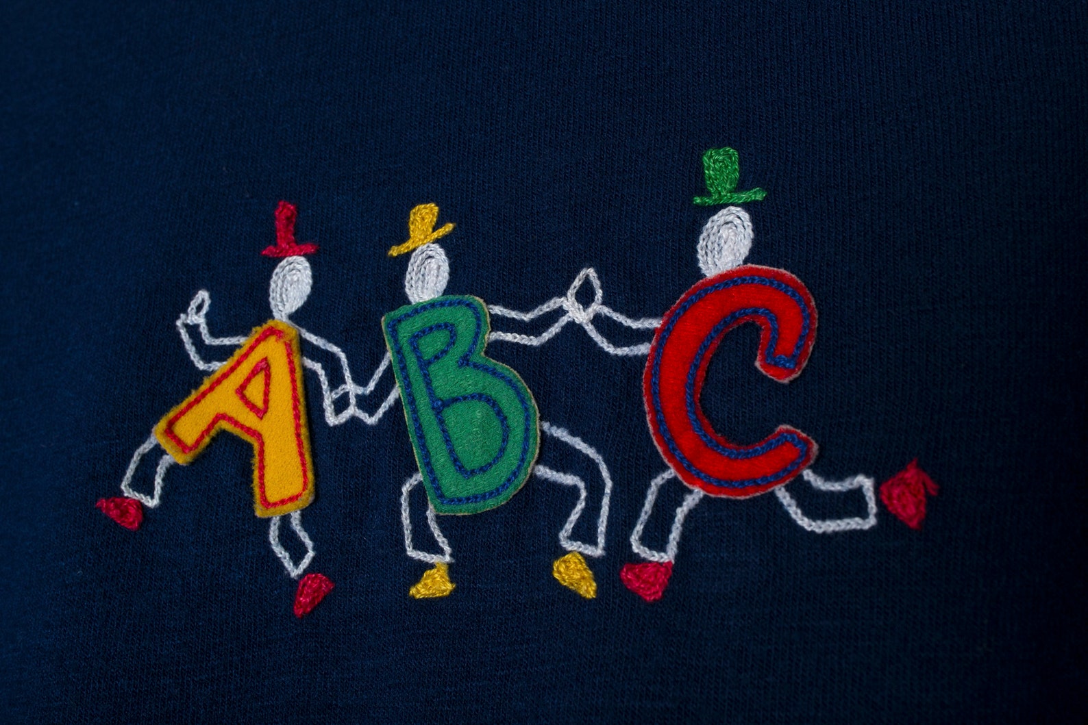 CHILD SIZE - Vintage 60s 70s Navy Blue ABC Alphabet Clowns Mod Shift ...