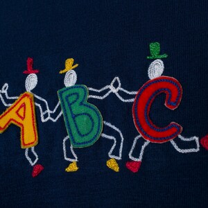 CHILD SIZE - Vintage 60s 70s Navy Blue ABC Alphabet Clowns Mod Shift ...