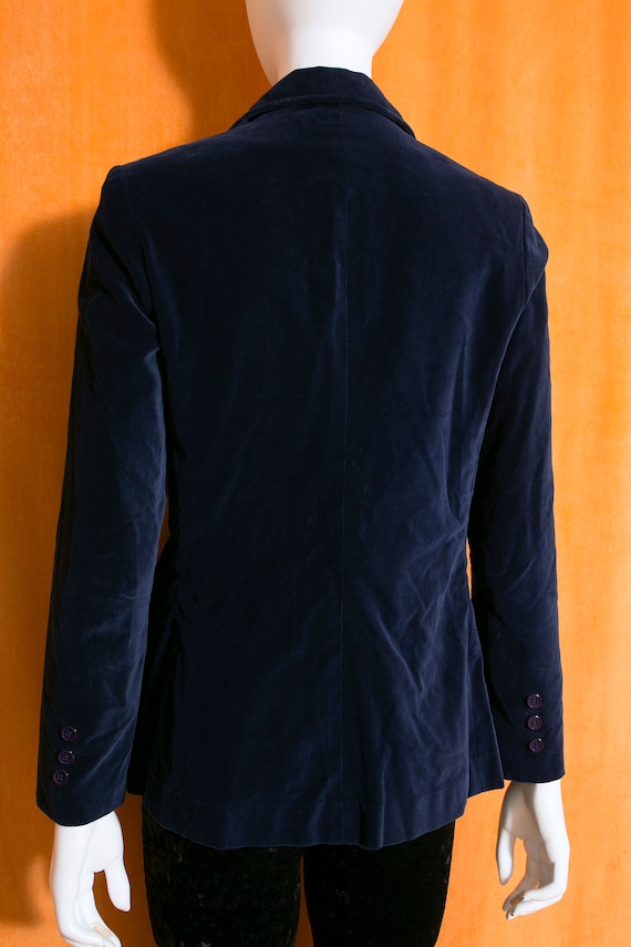 Fabulous Vintage 70s Dark Dusty Blue Velvet Blazer wi… - Gem