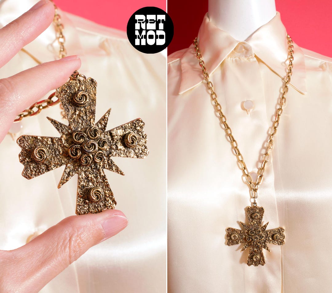 Lovely Vintage 70s Gold Maltese Cross Pendant Necklace - Etsy