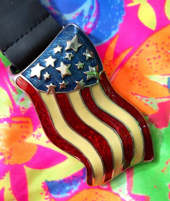 Iconic Hippie Americana Pop Art Fashion Flag Buckle B… - Gem